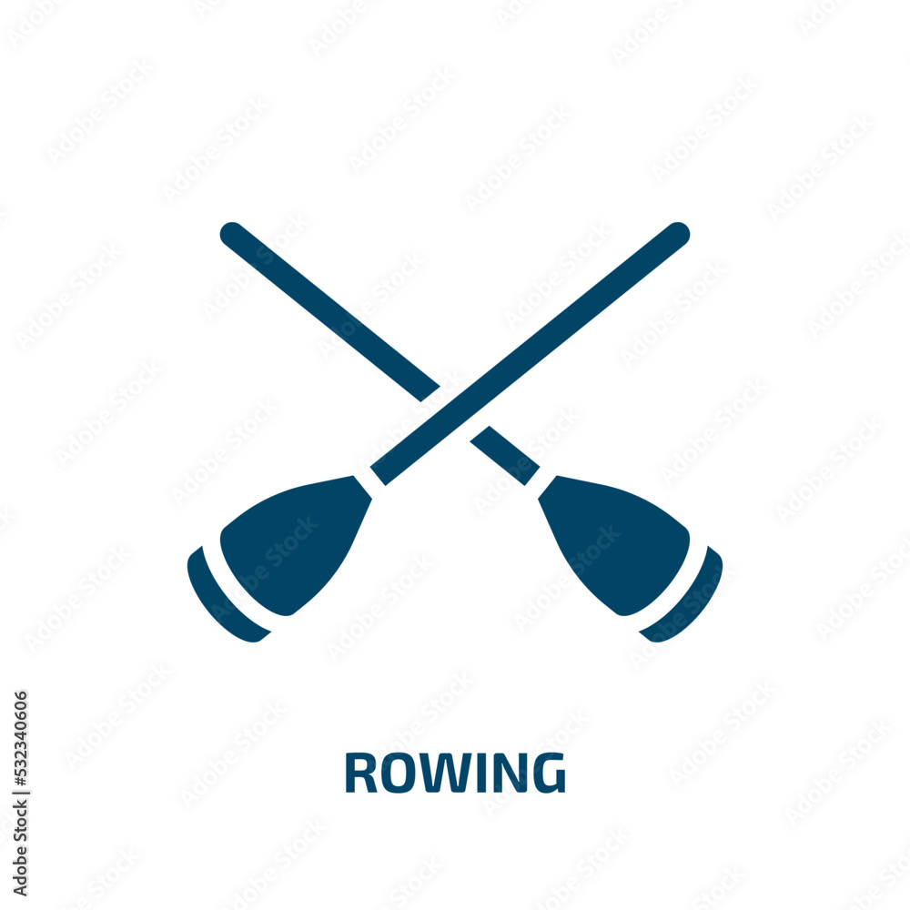 rowing icon from transportation collection. Filled rowing, row, competition glyph icons isolated ...