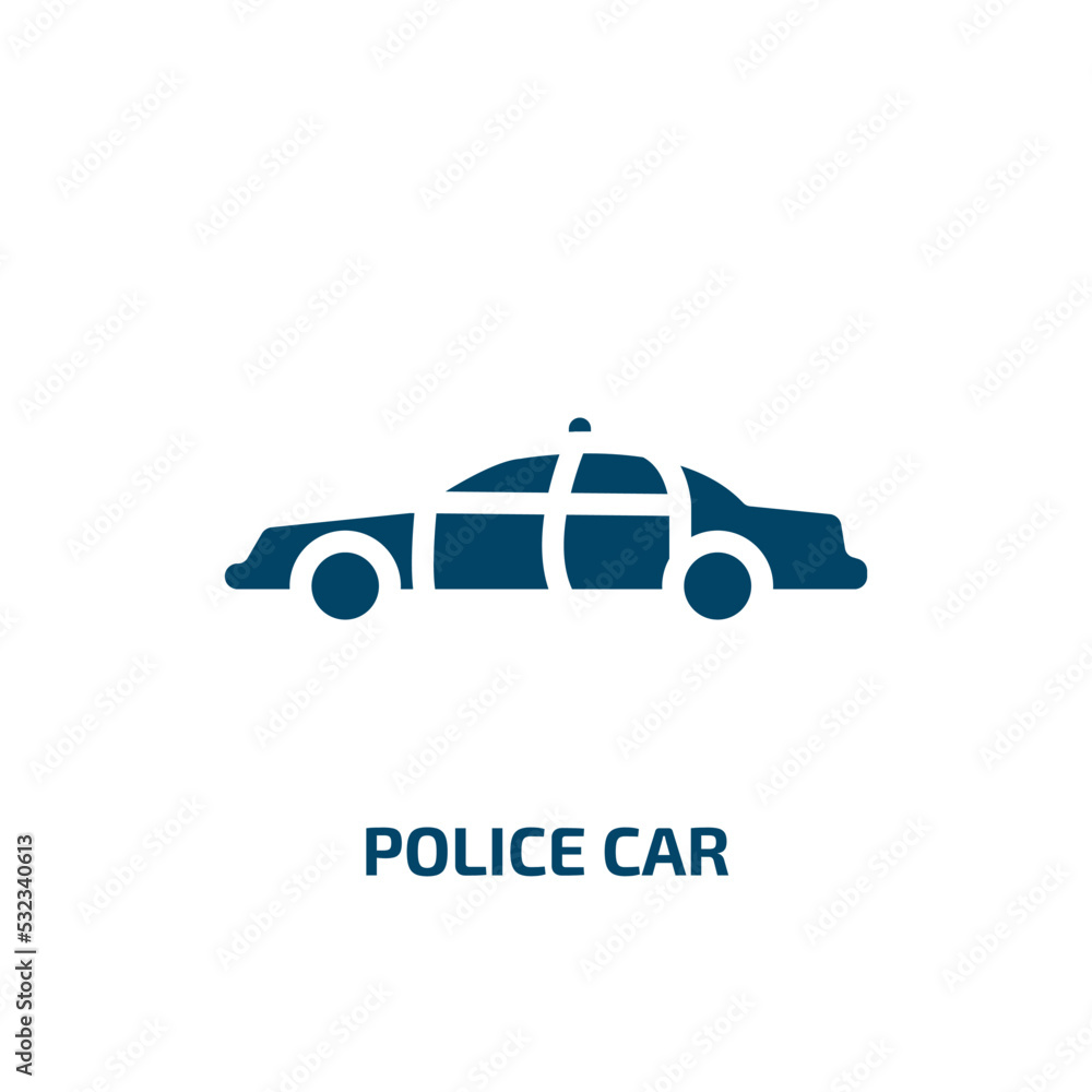 police car icon from transportation collection. Filled police car, auto ...