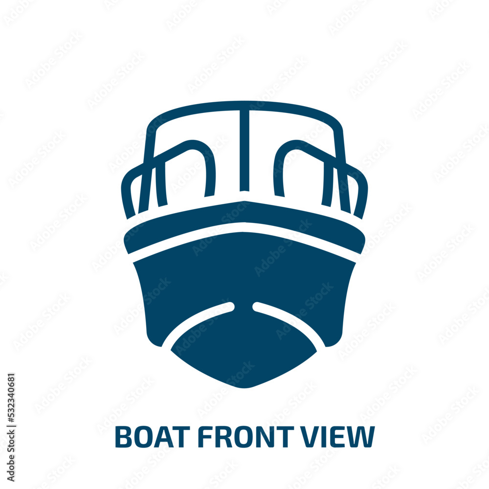 boat front view icon from transportation collection. Filled boat front ...
