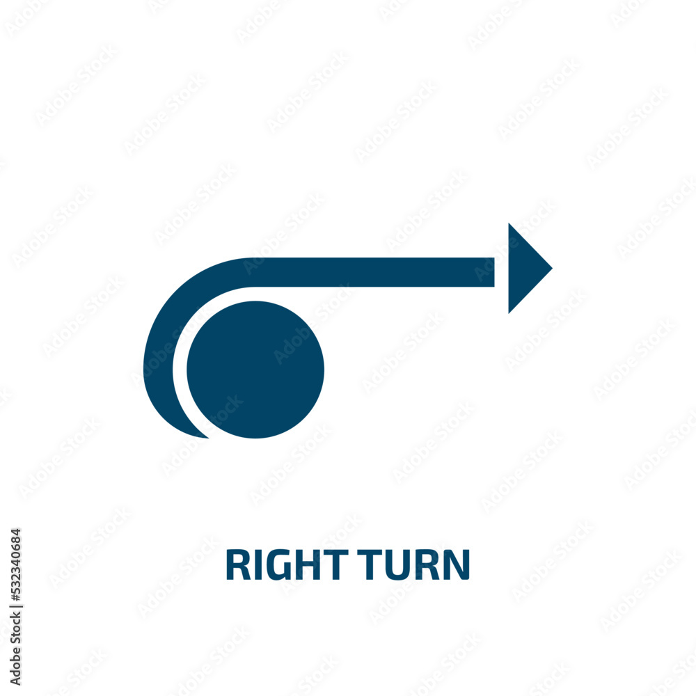 right turn icon from user interface collection. Filled right turn ...