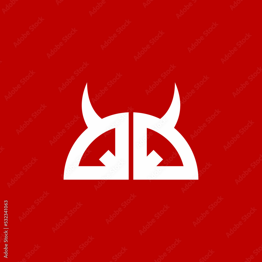 Half circle of letter Q mirrored with devil horn shape for initial logo ...