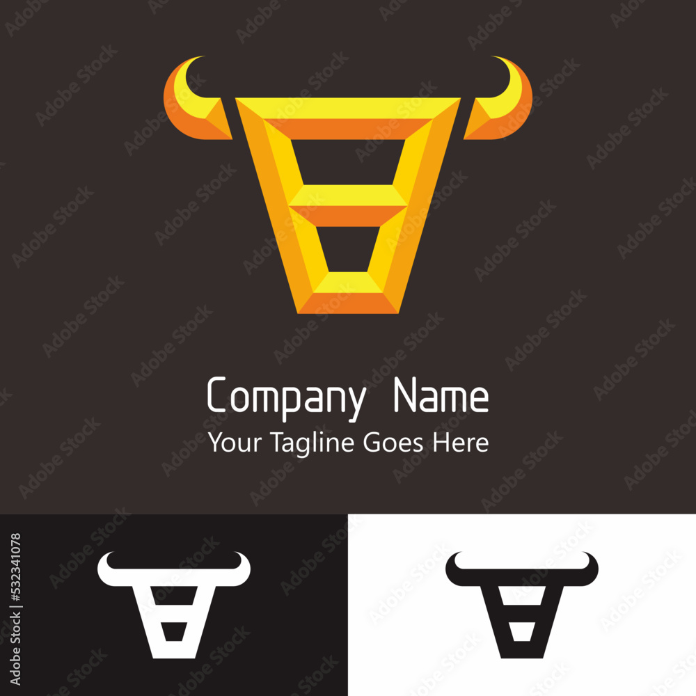 Letter B alphabet in the bull head shape for initial logo. Stock Vector ...