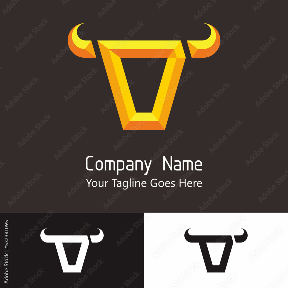 Letter D alphabet in the bull head shape for initial logo. Stock Vector ...