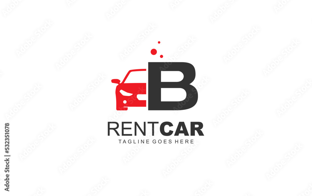 B logo rental for branding company. transportation template vector ...