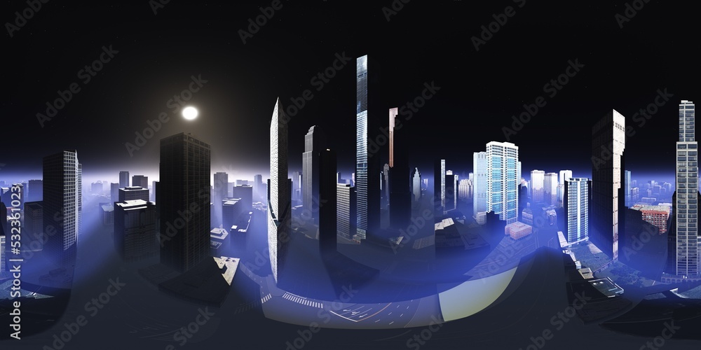 Panorama of the city. HDRI, environment map , Round panorama, spherical ...