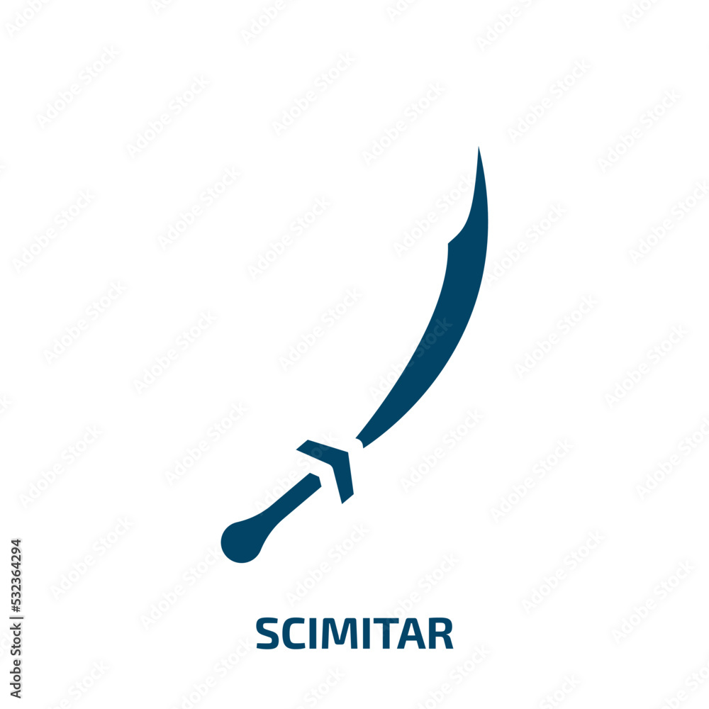 scimitar icon from cultures collection. Filled scimitar, steel, blade ...