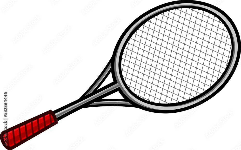 Cartoon Tennis Racket. Hand Drawn Illustration Isolated On Transparent ...