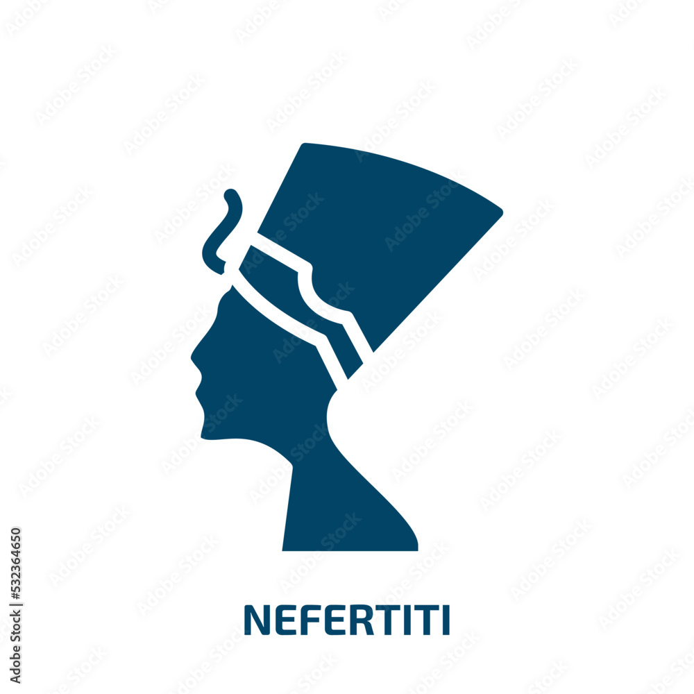 nefertiti icon from culture collection. Filled nefertiti, antique, old ...