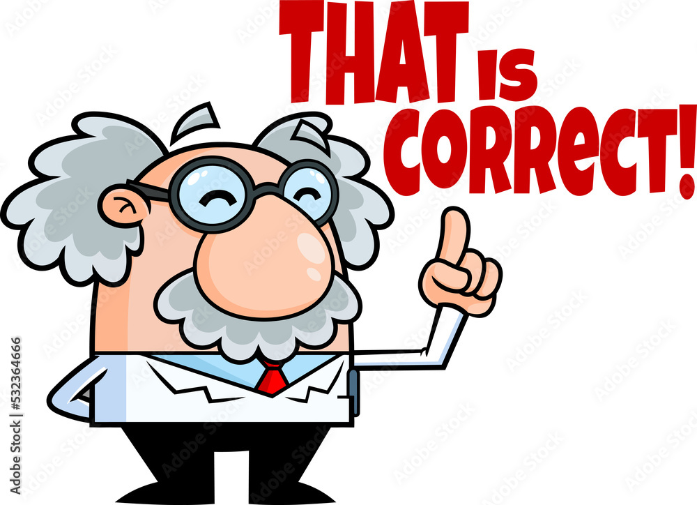 Funny Science Professor Cartoon Character Pointing. Hand Drawn ...