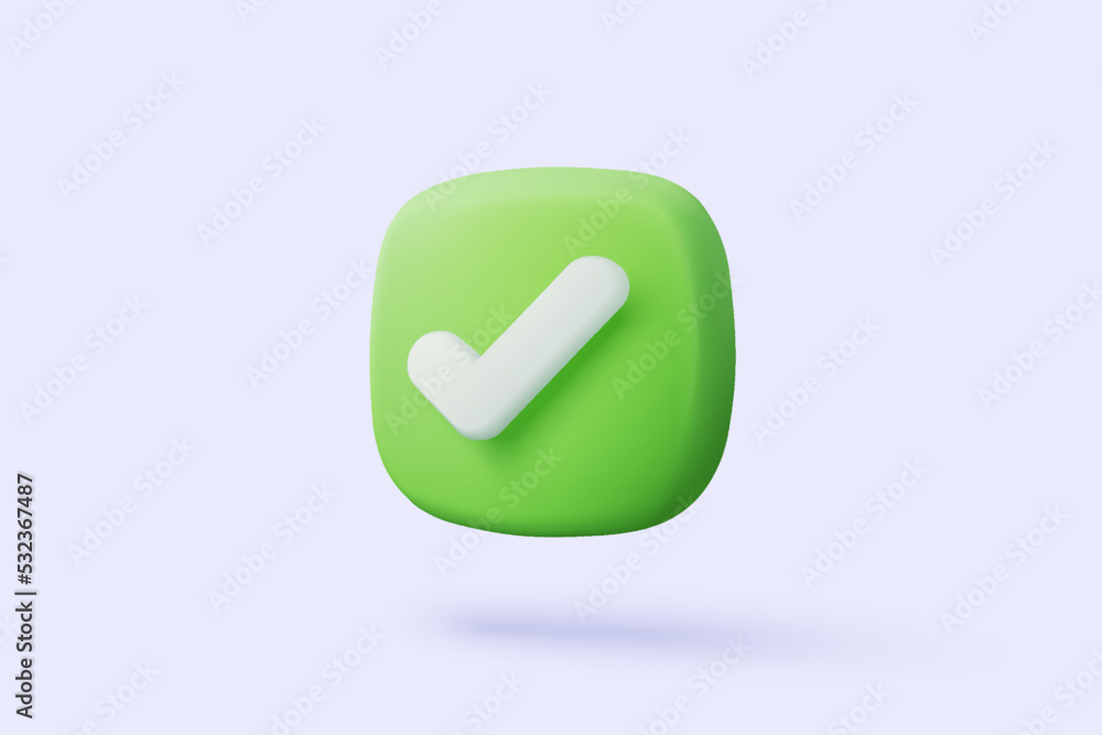 3d check mark icon isolated on white background. check list button best ...