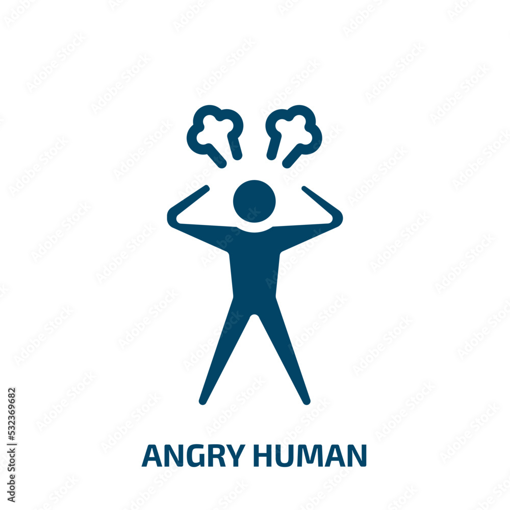 angry human icon from feelings collection. Filled angry human, human ...