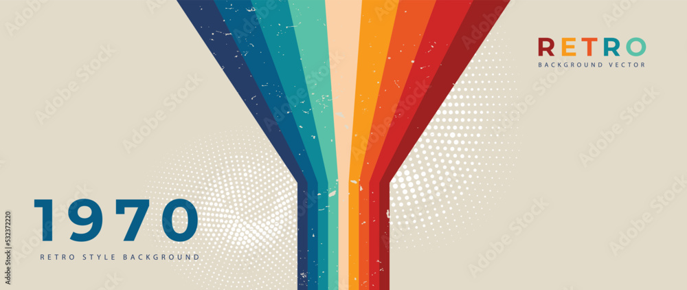 Abstract colorful 70s background vector. Vintage retro style wallpaper ...