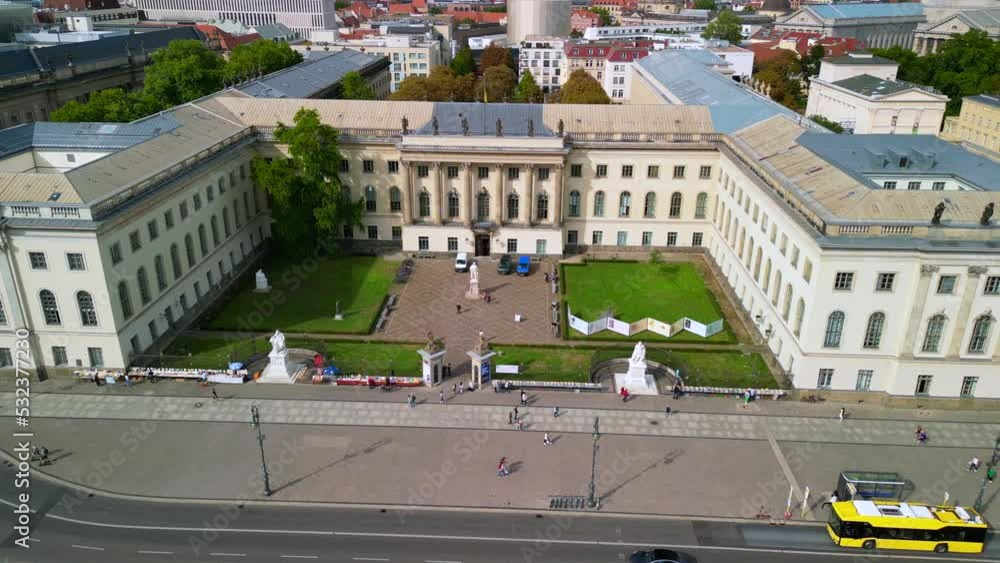Gorgeous aerial view flight panorama orbit drone of Monument Max Planck ...