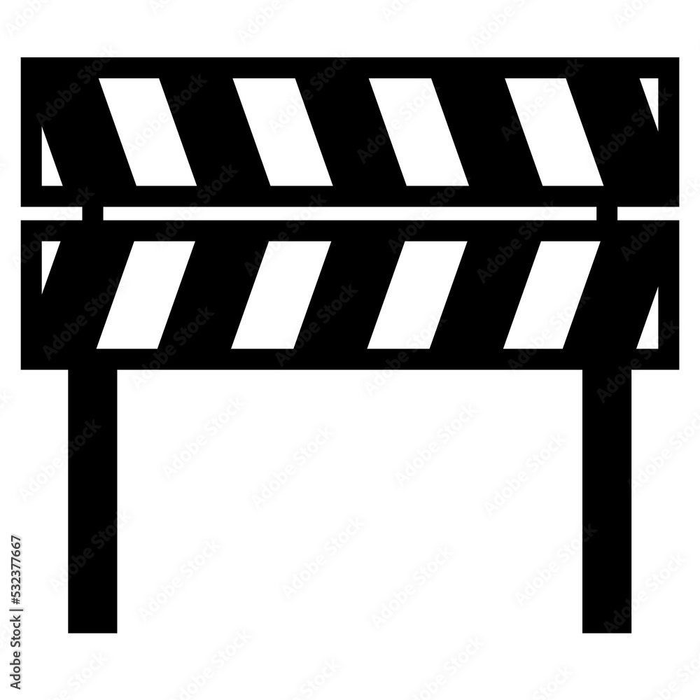 Absperrung Icon schwarz - Schild als Zeichen für Baustelle oder ...