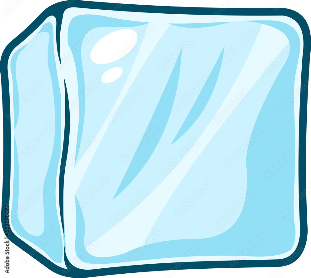 Cartoon Ice Cube. Hand Drawn Illustration Isolated On Transparent ...
