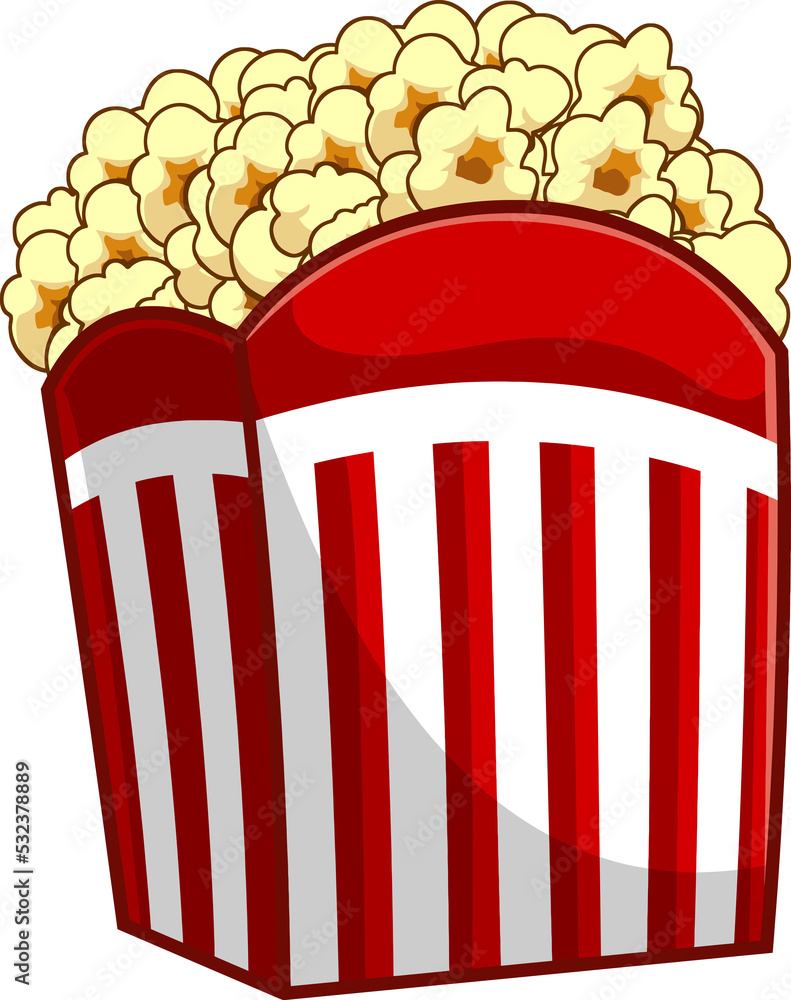 Cartoon Popcorn Box. Hand Drawn Illustration Isolated On Transparent ...