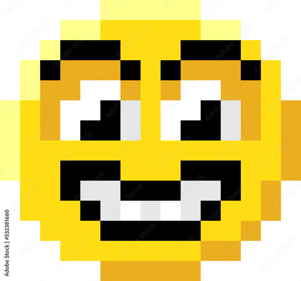 Emoticon Face Pixel Art 8 Bit Video Game Icon Stock Illustration ...