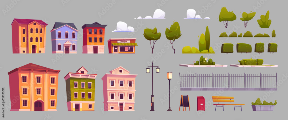 City elements, street constructor isolated set. Urban architecture ...