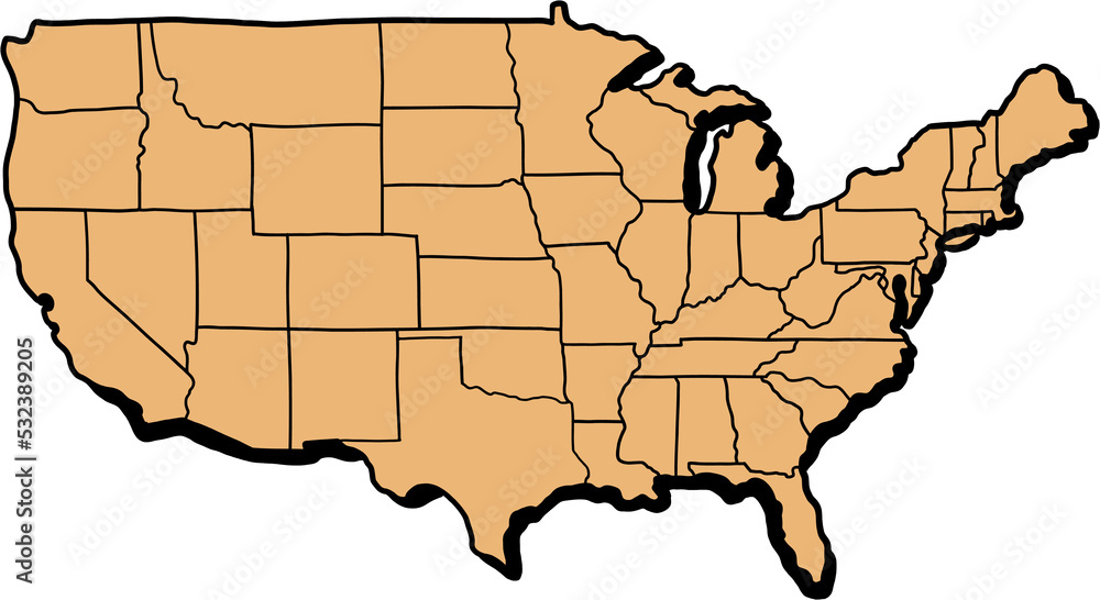 doodle freehand drawing of united state of america map. Stock ...