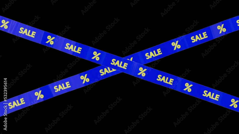 Rolling out realistic blue and yellow sale tapes with discount sign ...