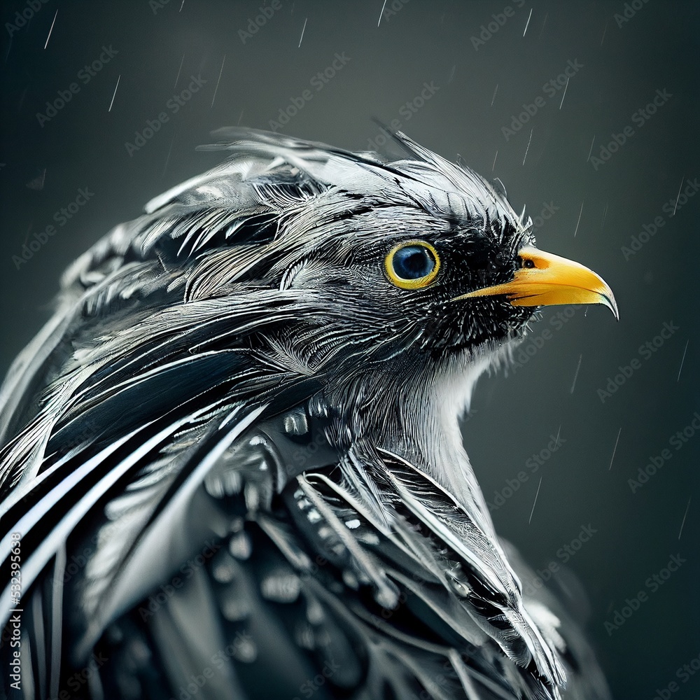 Hawk portrait wearing a knight armor 3D design. Eagle bird in a ...