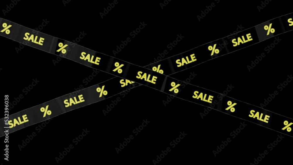 Rolling out realistic black and yellow sale tapes with discount sign ...