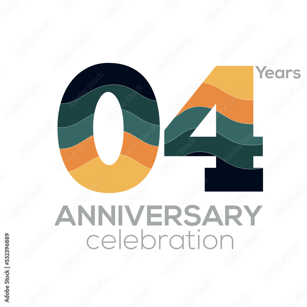 4th Anniversary Logo Design, Number 04 Icon Vector Template.Minimalist ...