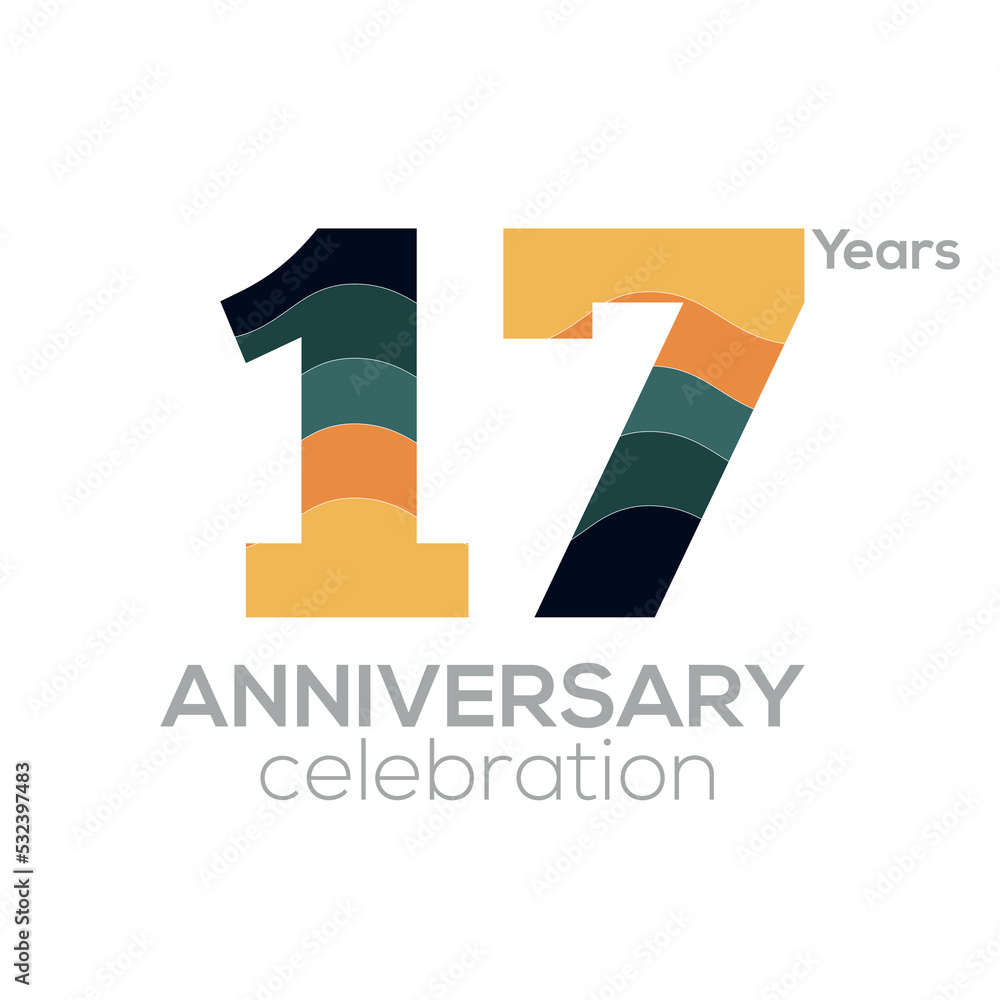 17th Anniversary Logo Design, Number 17 Icon Vector Template.Minimalist ...