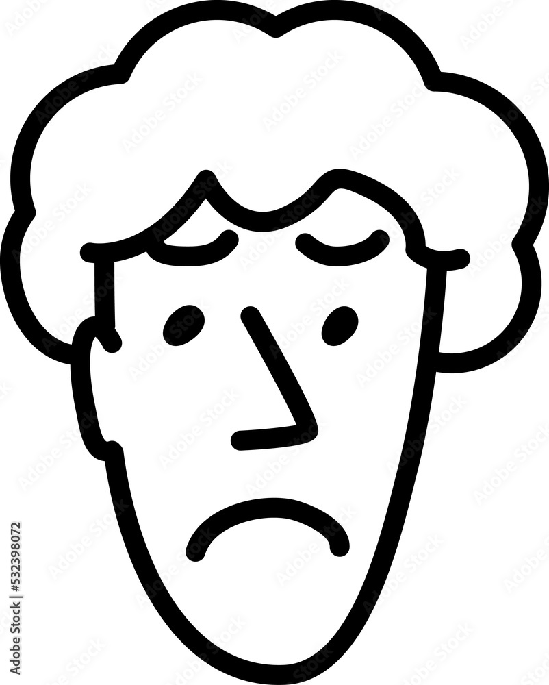 Sad man avatar. Hand drawn sketchnote face Stock Illustration | Adobe Stock