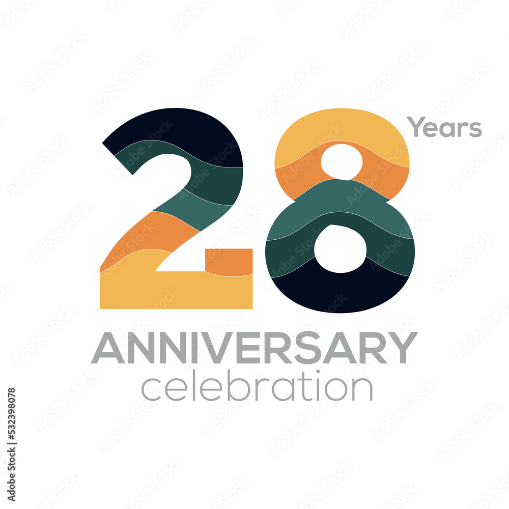 28th Anniversary Logo Design, Number 28 Icon Vector Template.Minimalist ...