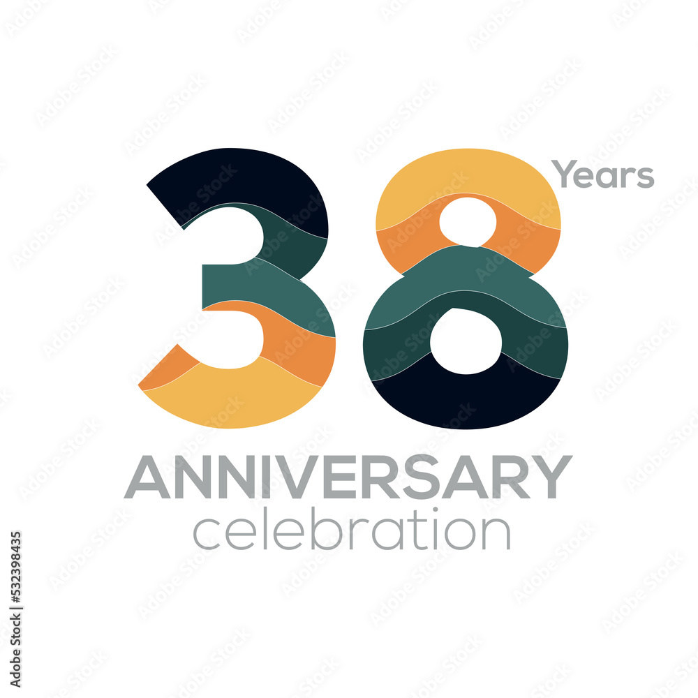 38th Anniversary Logo Design, Number 38 Icon Vector Template.Minimalist ...