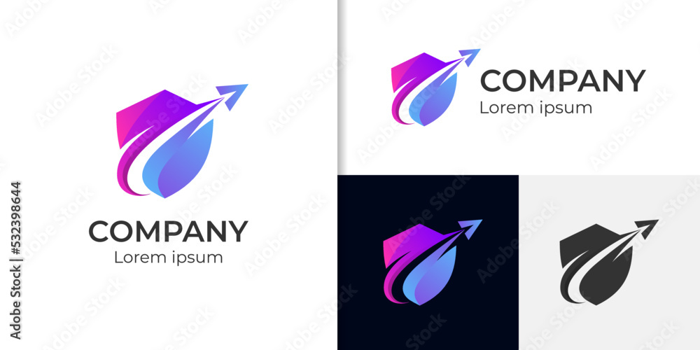 plane shield protect logo icon security symbol vector. for aviation ...