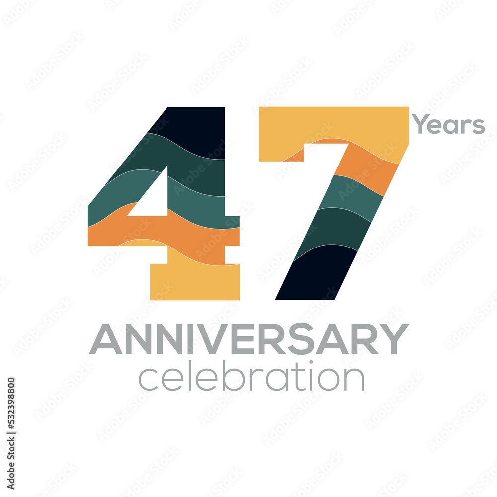 47th Anniversary Logo Design, Number 47 Icon Vector Template.Minimalist ...