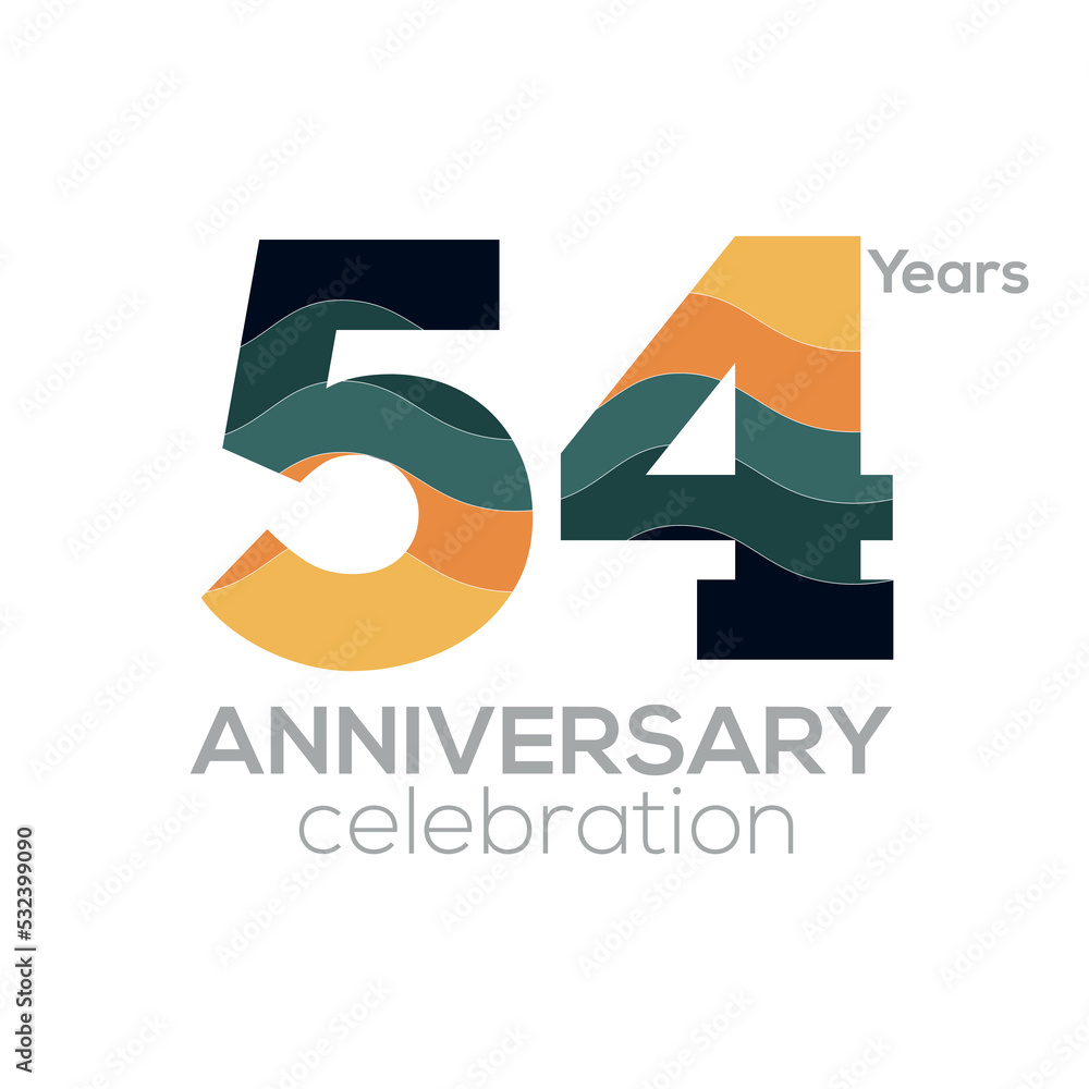 54th Anniversary Logo Design, Number 54 Icon Vector Template.Minimalist ...