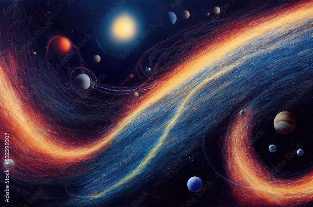 Vivid Creative Abstract Universe Cosmos Space Scene. Fantasy Backdrop ...