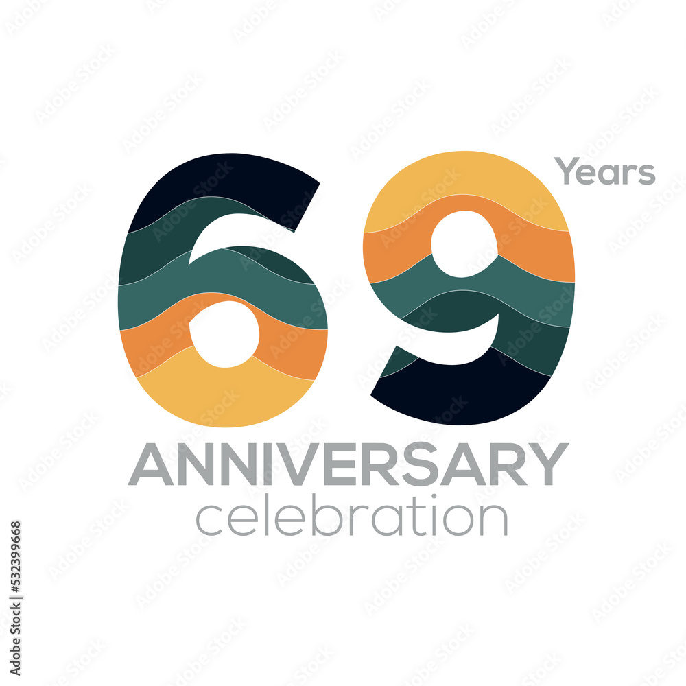 69th Anniversary Logo Design, Number 69 Icon Vector Template.Minimalist ...