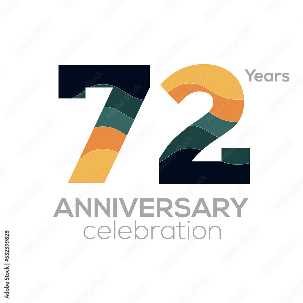 72nd Anniversary Logo Design, Number 72 Icon Vector Template.Minimalist ...