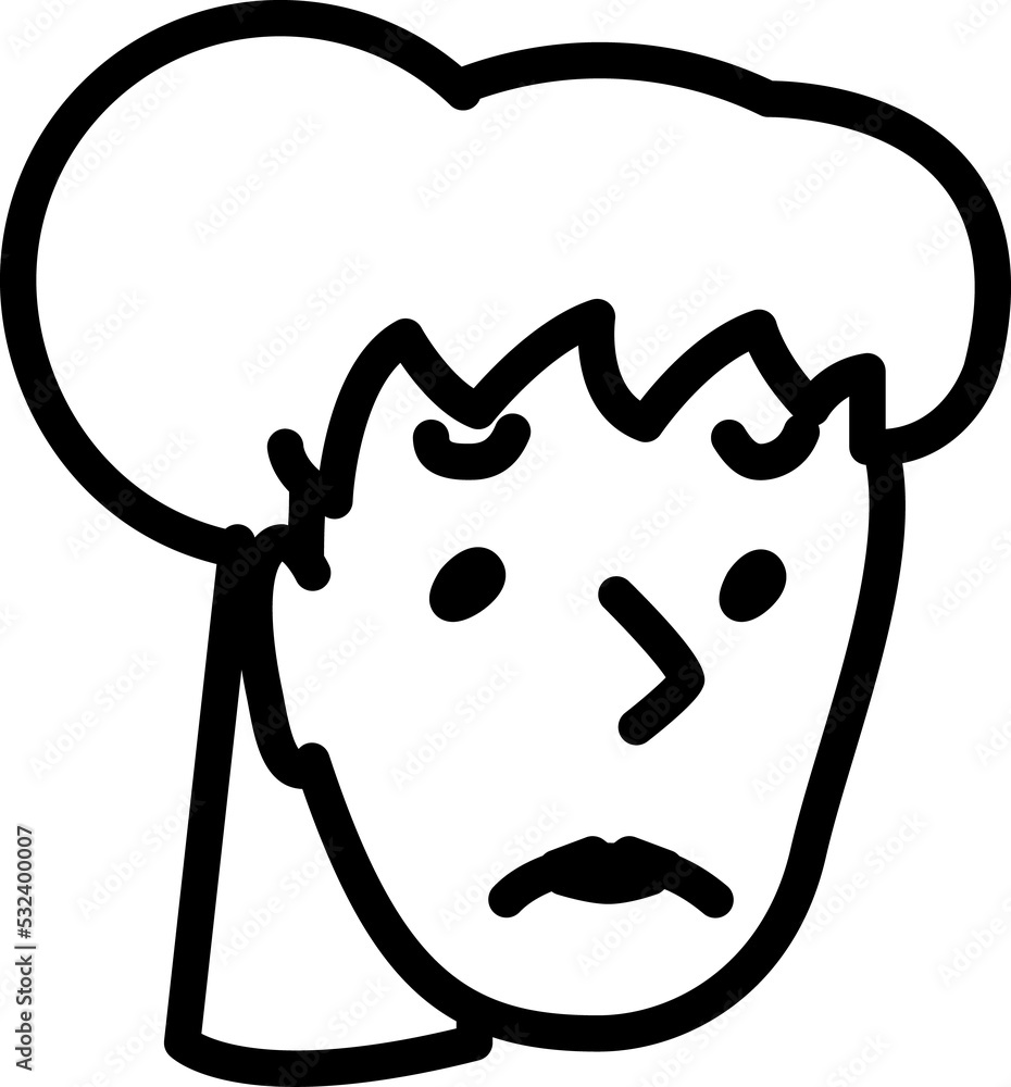 Sad woman avatar. Hand drawn sketchnote face Stock Illustration | Adobe ...