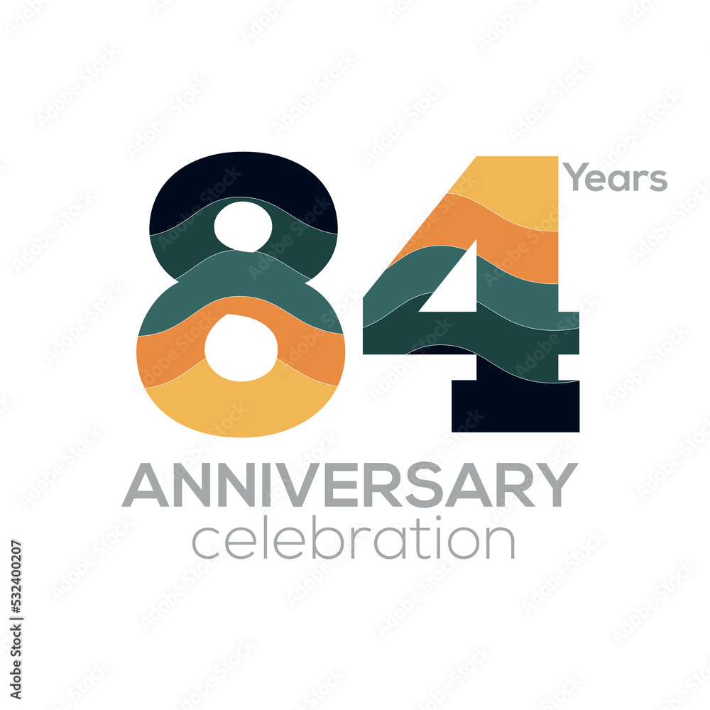 84th Anniversary Logo Design, Number 84 Icon Vector Template.Minimalist ...