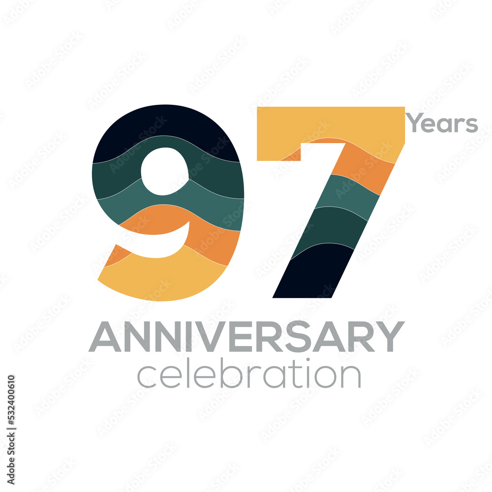 97th Anniversary Logo Design, Number 97 Icon Vector Template.Minimalist ...