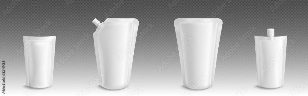 White doy pack, plastic pouch isolated on transparent background ...