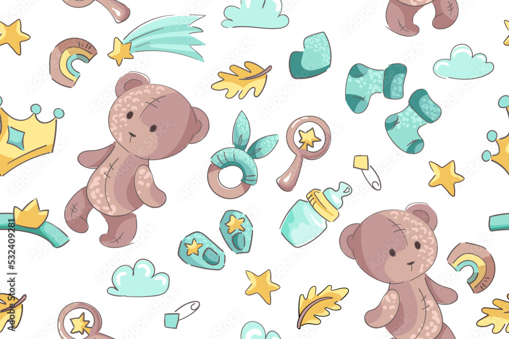 Seamless baby pattern, texture, backdrop, wallpaper with children hand ...