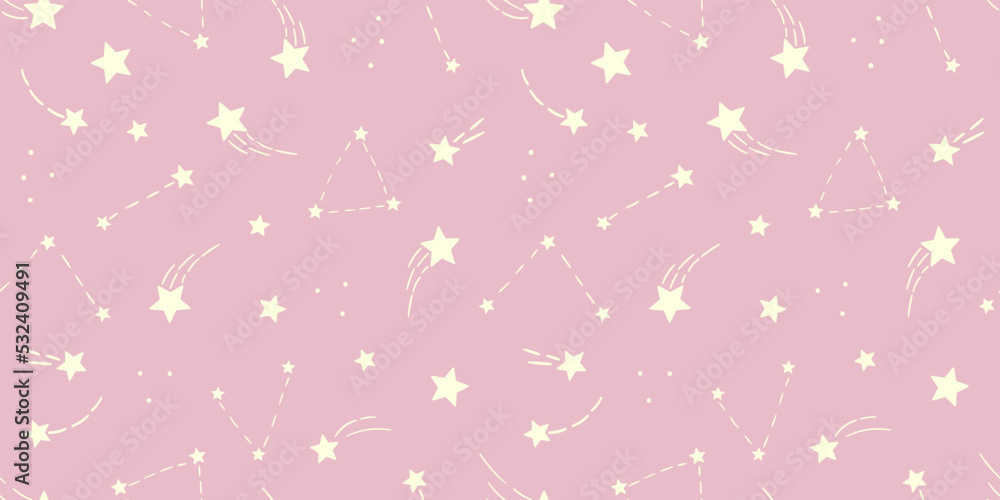 Pink and yellow star pattern, cute pink sky wallpaper, repeat ...
