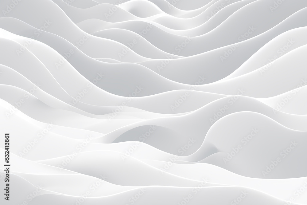 Abstract white wave background. Minimal white graphic wallpaper. 2D ...