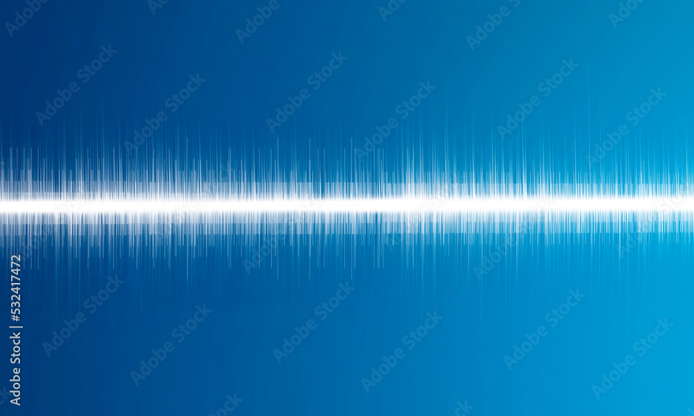 Panorama white background of digital sound wave on blue bright ...