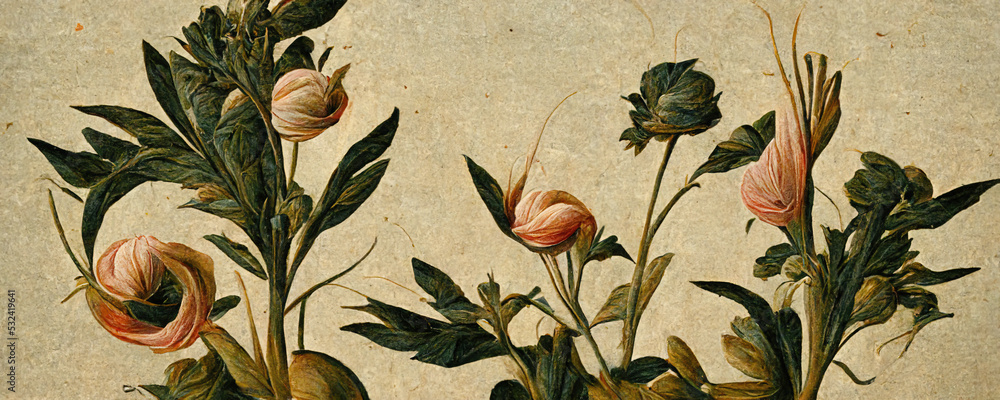 Flowers art, floral design on a pastel textured background for ...