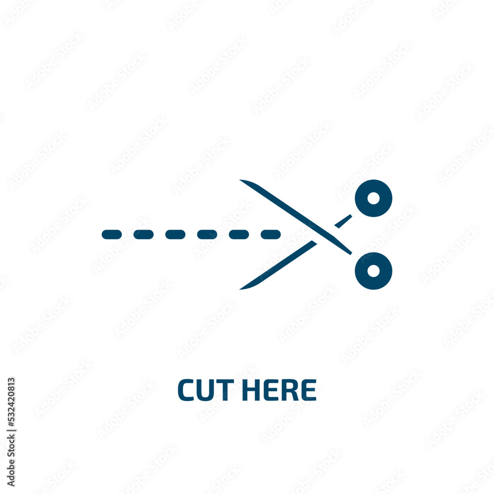 cut here icon from shapes collection. Filled cut here, cut, scissors ...