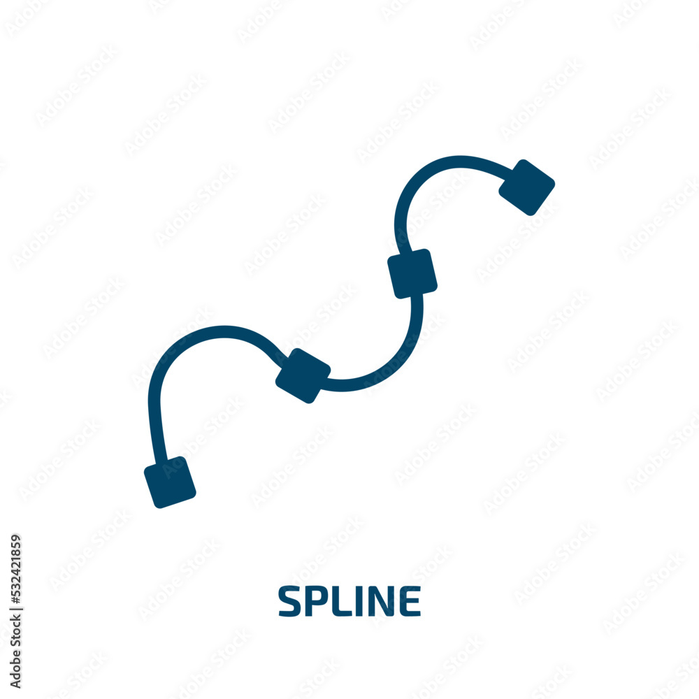 spline icon from geometry collection. Filled spline, scalable, bezier ...