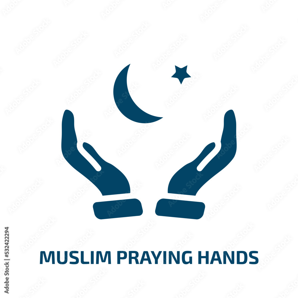 muslim praying hands icon from religion collection. Filled muslim ...