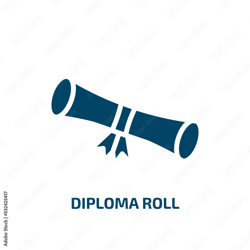 diploma roll icon from education collection. Filled diploma roll ...